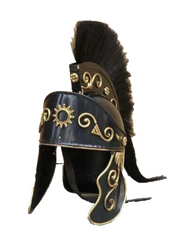 Greco-Roman Helmet with Black Crest Medieval Armor Helmet Halloween ...