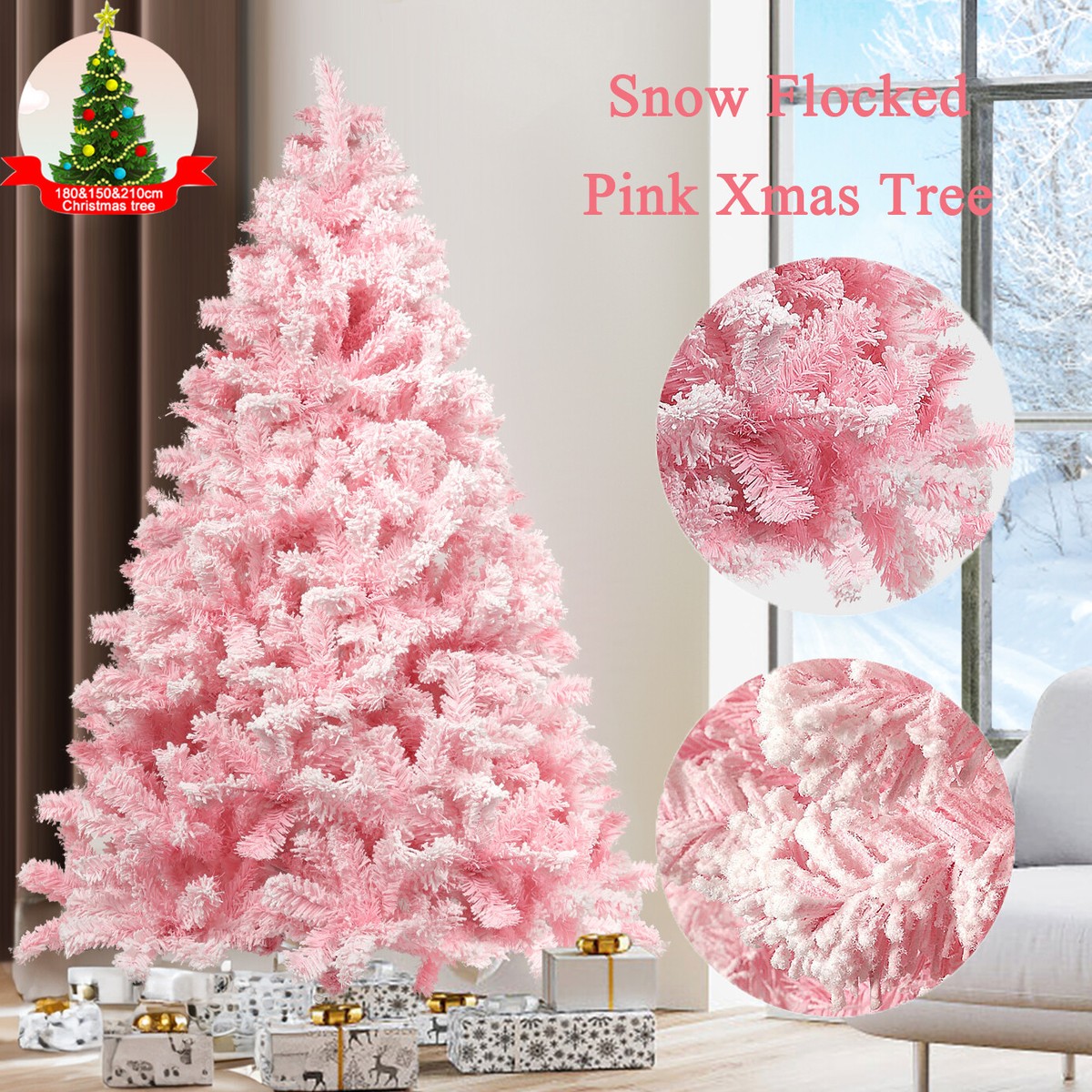 Snow Pink Christmas Gisela Graham Matte Pink Snow Scene Bauble