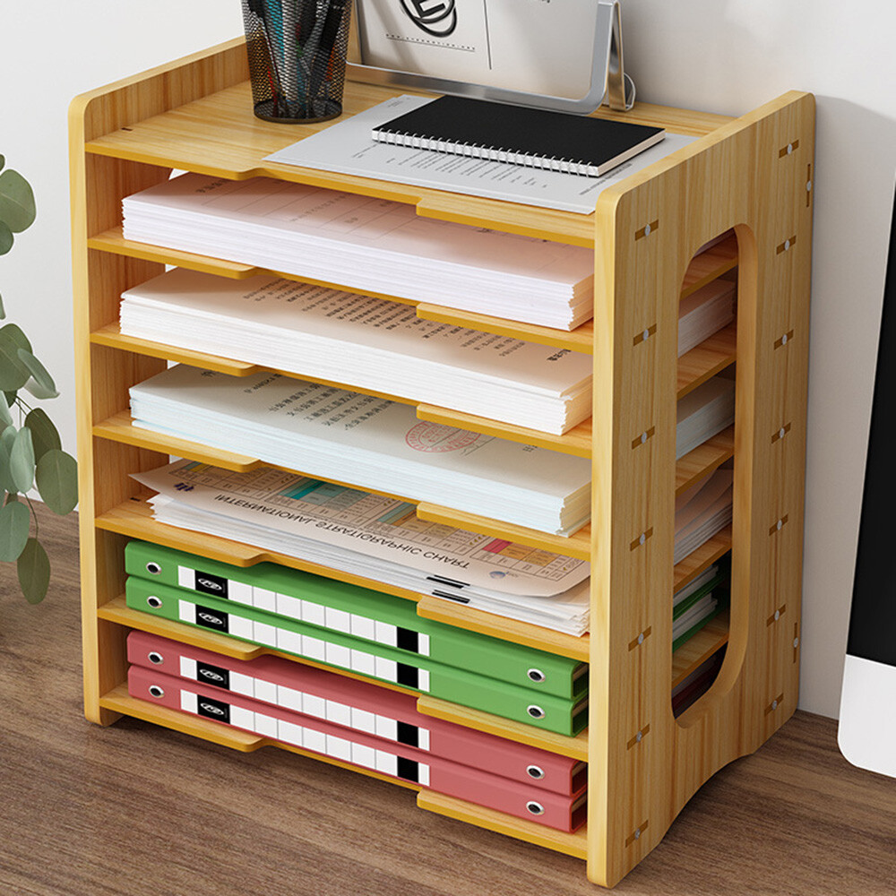 Office Desk Filing Trays Letter Rack A4 Paper Document Organizer Holder ...