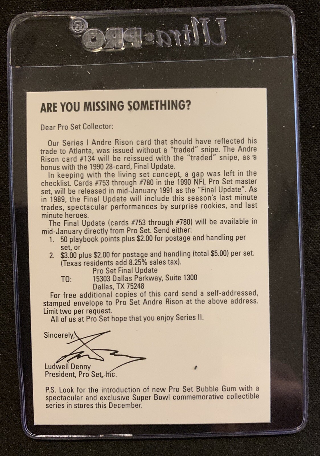1990 Pro Set Andre Rison Ludwell Denny Short Print Error Colts Traded ...