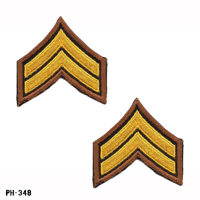 Corporal Chevron Sleeve Rank Patches, Pair ~ Brown/Yellow ~ NEW Gemsco ...