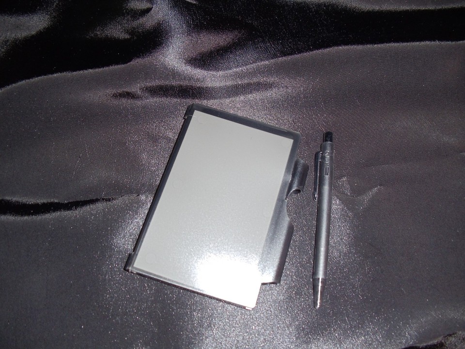 hard cover note pad with pen,measures 3x4 and has a slot to fit in | eBay