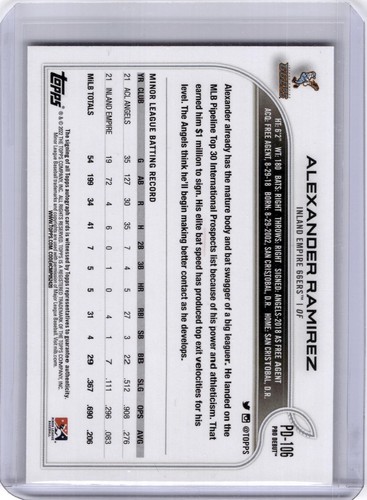 2022 Topps Pro Debut Alexander Ramirez Autographs Auto Anaheim Angels ...