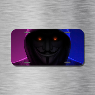 V For Vendetta Guy Fawkes Cyber Hacker License Plate Front Auto Tag ...