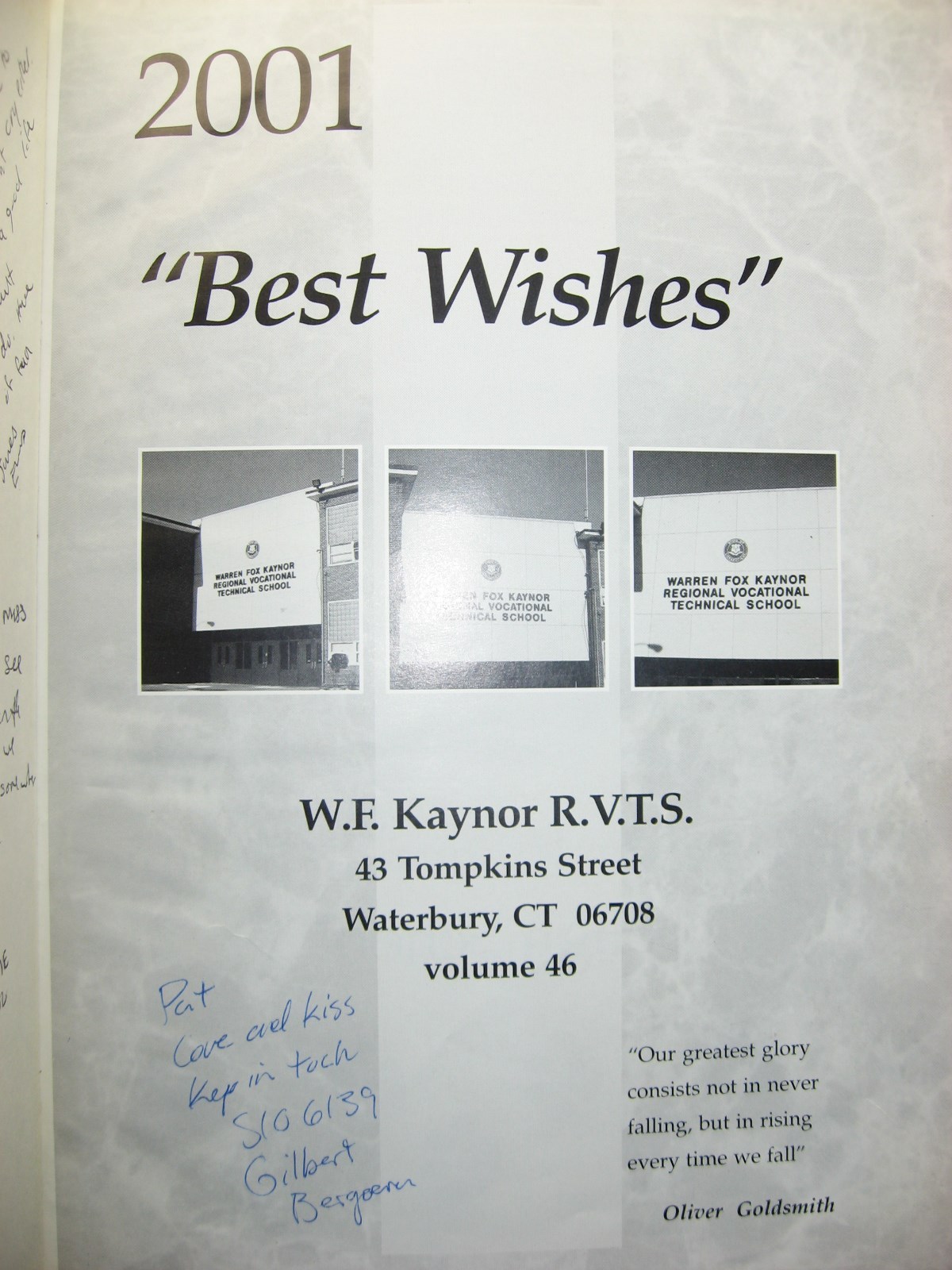 2001 Best Wishes, Kaynor Reg. Tech High School, Waterbury, Connecticut ...