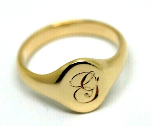 Size I 9ct 9K Yellow Gold Oval Signet Ring 9mm x 7mm + Engraving of 1 ...
