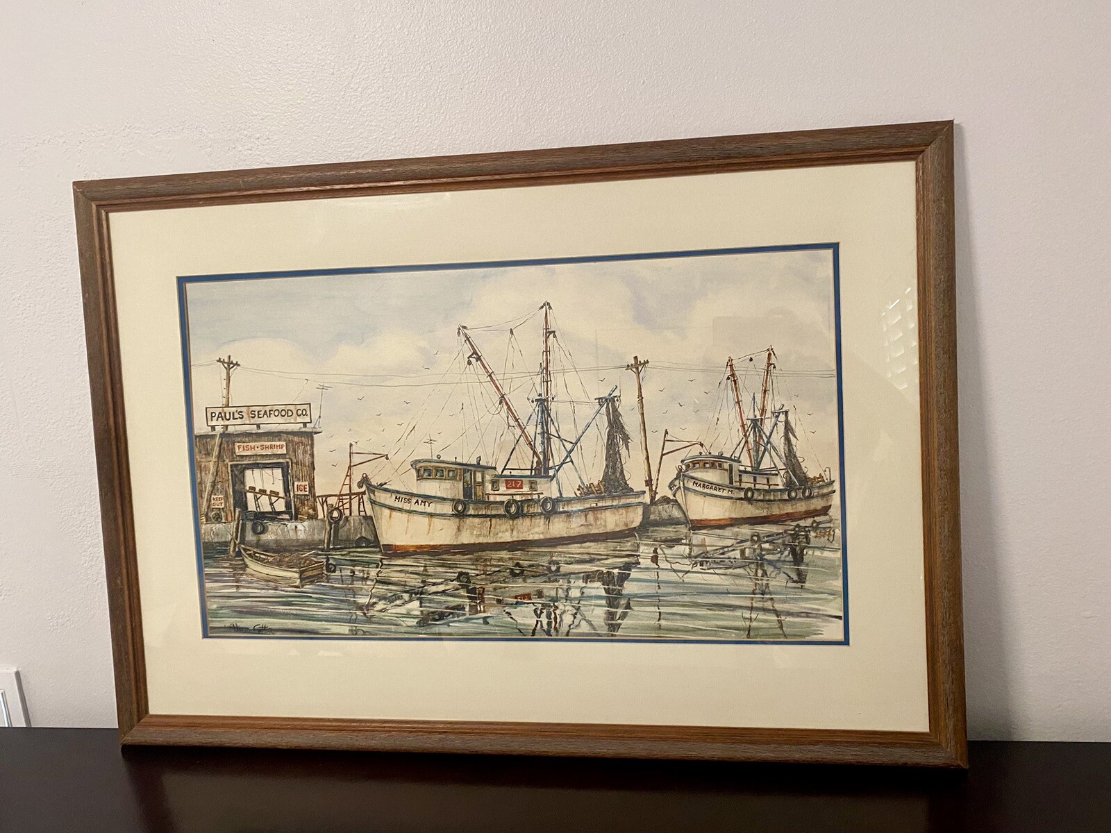 William Cotter “Shrimper at Hooker Point” OilWashes/Paper Original ...