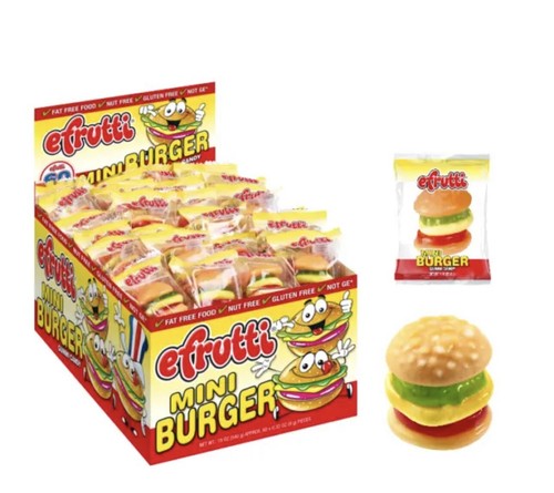 Efrutti Mini Burger, Gummi Candy, 60-Count - Value Bulk Deal- Free ...