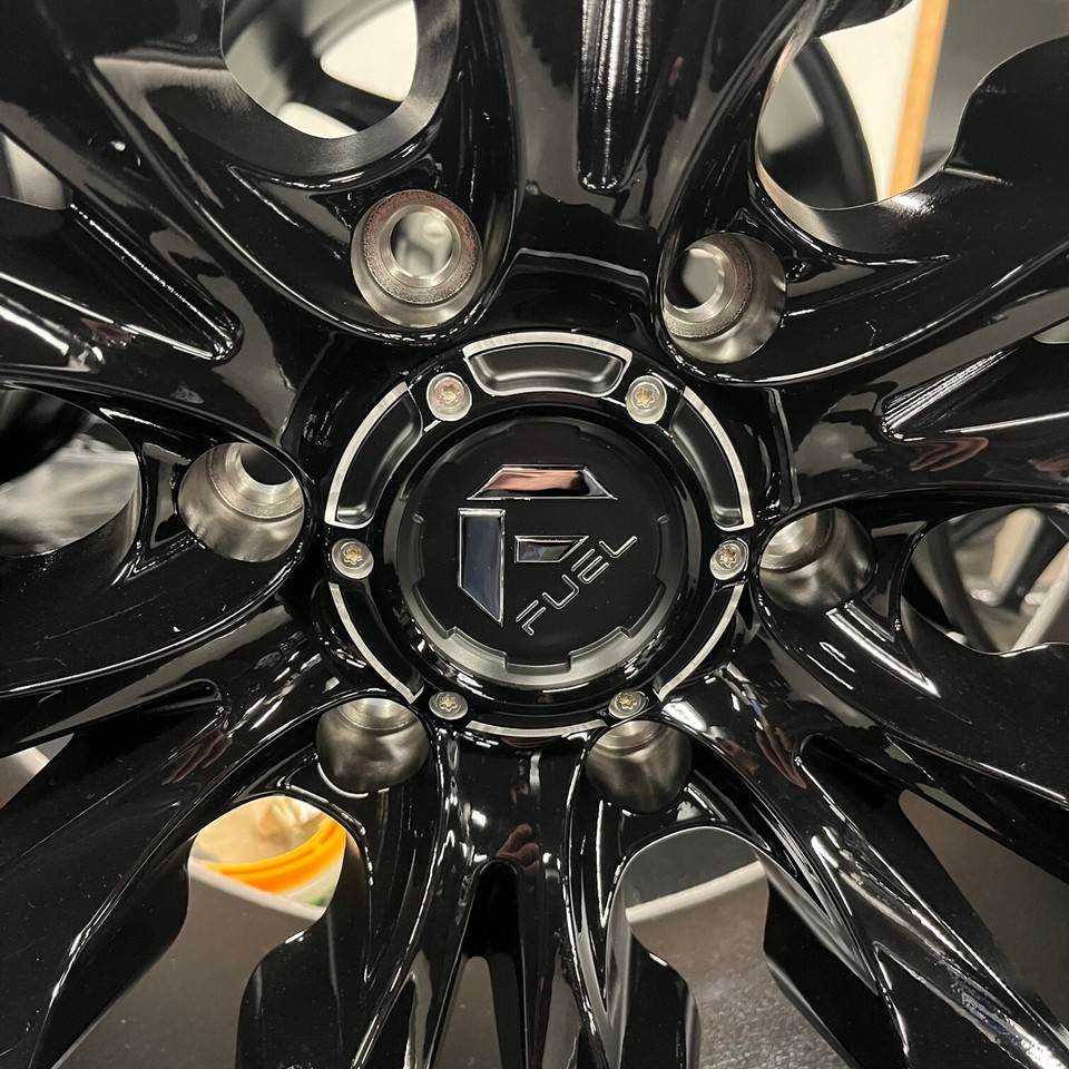 4 Fuel D803 Flame 20x9 6x5.5 Gloss Black Milled Wheels 20" 1mm Rim ...