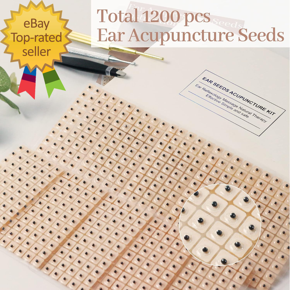 1200Pcs Ear Seeds Acupuncture Kit Auricular Sticker Kit with Ears Seed ...