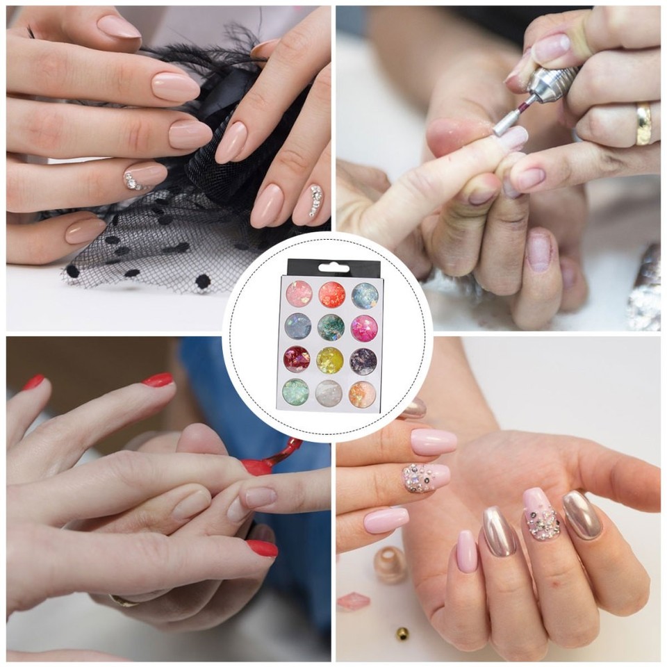 12 Boxes Manicure Set for Women Creative Nail Slices Colorful Art | eBay UK