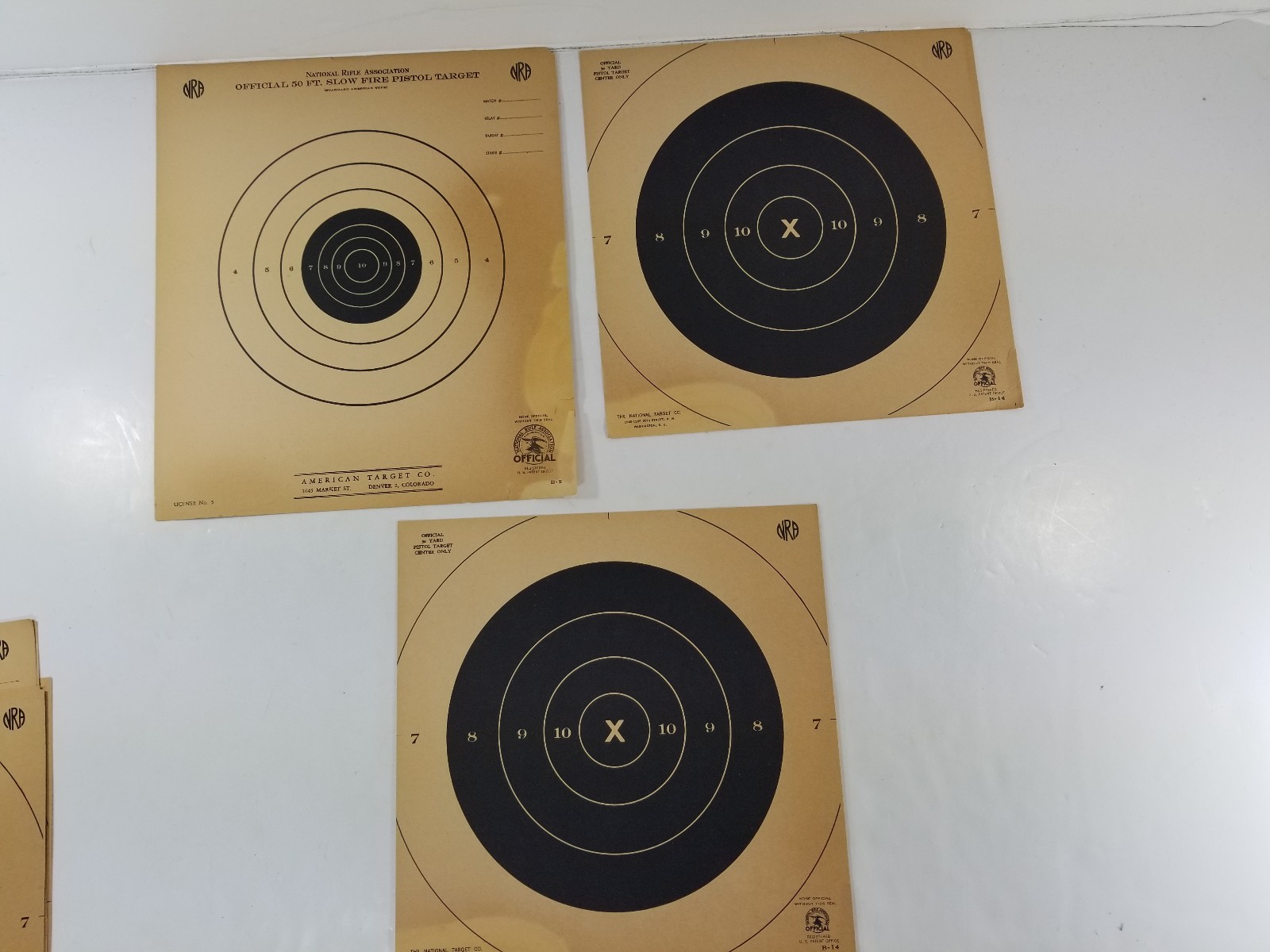LOT OF 3 VINTAGE 1930'S NRA OFFICIAL 50 FT & 50 Yard TARGETS RIFLE ...