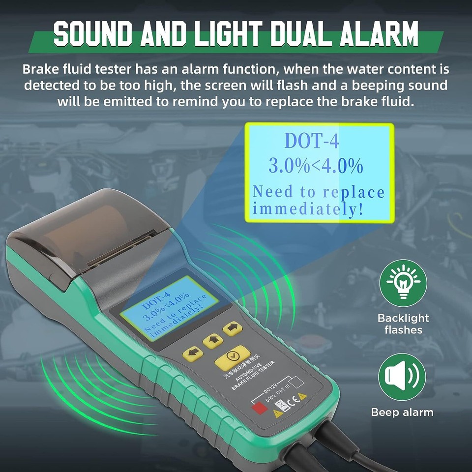 Brake Fluid Tester Oil Moisture Water Detection with Printer DOT3 DOT4 ...