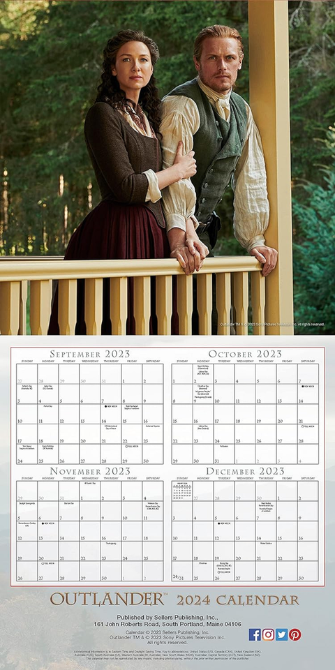 Sellers Publishing CA3616 Outlander 2024 Wall Calendar, 16-Month ...