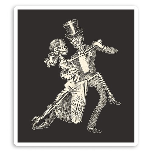 2 x 10cm Dancing Skeleton Vinyl Stickers - Romantic Love Laptop Sticker ...