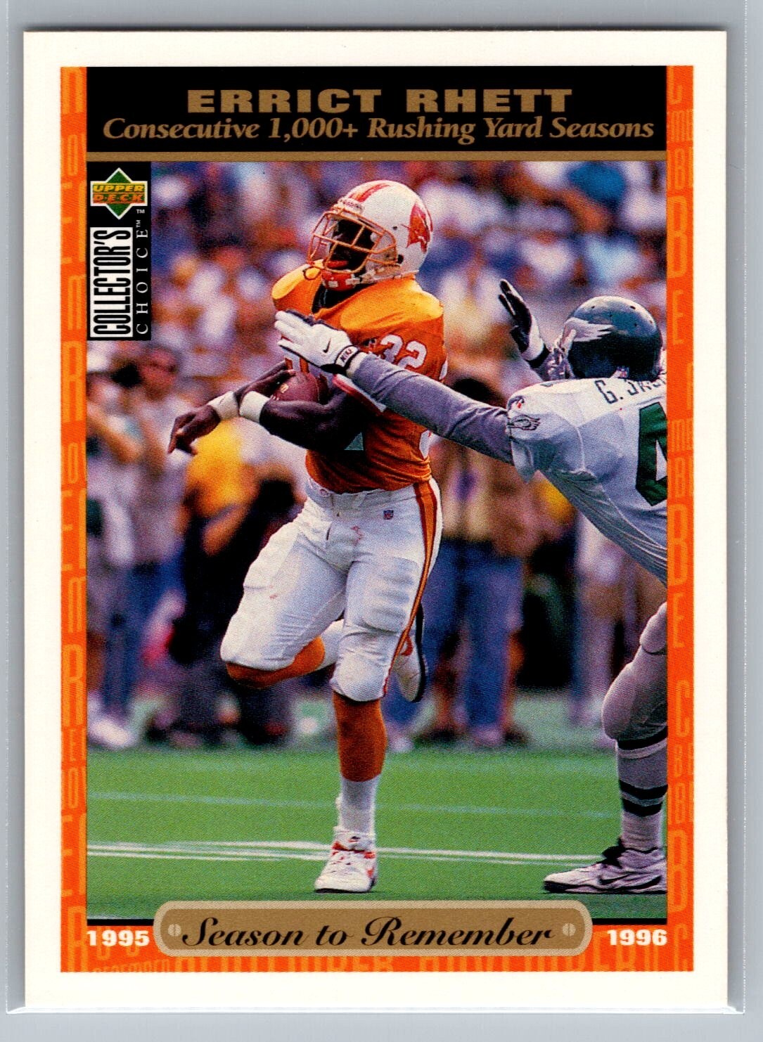1996 Upper Deck SEASON TO REMEMBER Card # 77 Errict Rhett - Tampa Bay ...