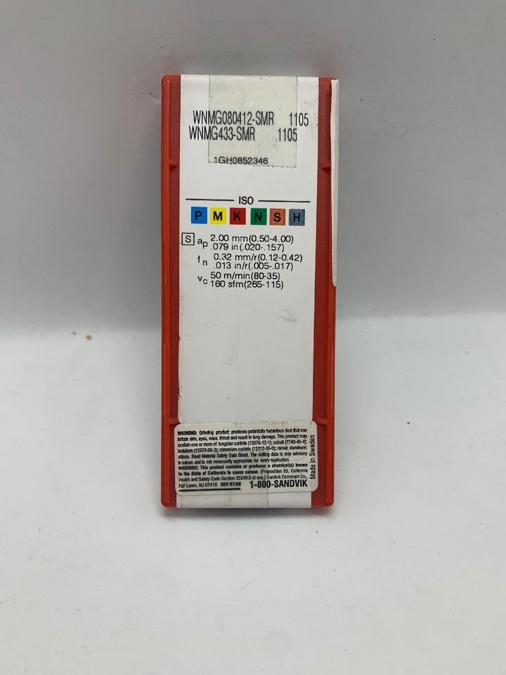 SANDVIK COROMANT Trigon Turning Insert, WNMG, 433, SMR-1105 (WNMG080412 ...