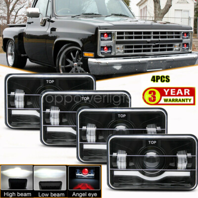 4PCS 4x6 Hi-Lo LED Headlights Fit 1981 1982 1983 1984 1985 1986 Chevy ...