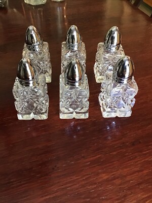 Vintage Crystal Cut Glass Miniature Salt and Pepper Shakers Set of 3 | eBay
