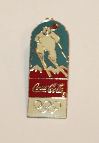1994 Lillehammer Winter Olympic Polar Bear Skiing Coke Enamel Lapel Pin ...