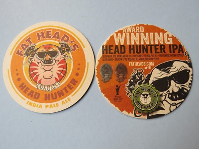 Cool Beer COASTER ~ GABF Award Winning FAT HEAD'S Brewery Head Hunter ...