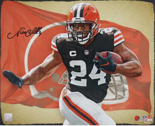 Nick Chubb Cleveland Browns Signed Autographed 16x20 Brian Konnick Art ...
