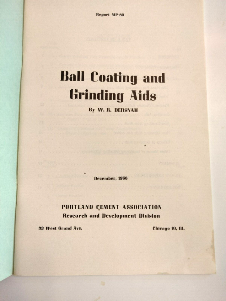 BOOK CEMENT PCA MP 80 BALL COATING AND GRINDING AIDS | eBay