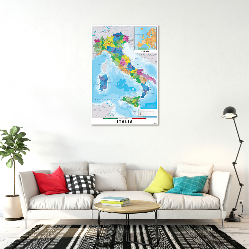 Map Of Italy - Poster / Print (Italia Map In Italian) (Size: 24" X 36 ...