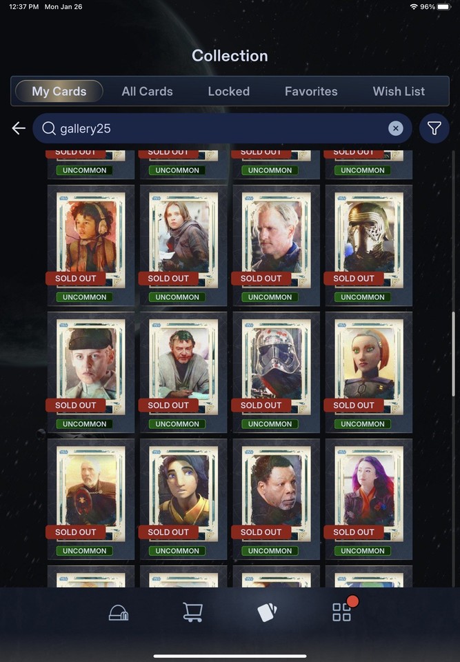 TOPPS STAR WARS CARD TRADER LOT OF 62 GALLERY 2025 DIGITAL | eBay