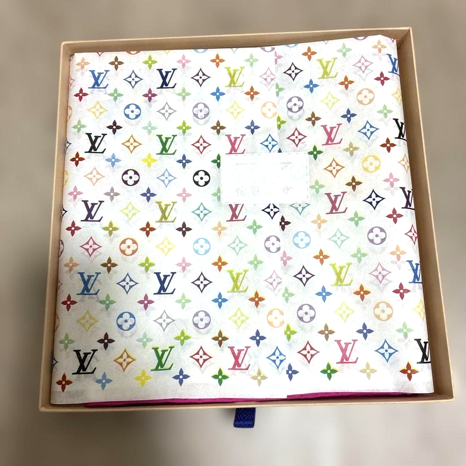 Louis Vuitton TM Scarf Stole Superflat Monogram M96097 Silk Auth New Carre 90 | eBay