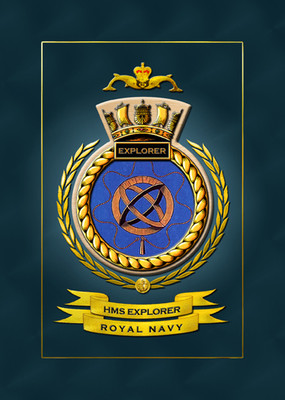 HMS EXPLORER SUBMARINE SHIPS BADGE/CREST - HUNDREDS OF HM SHIPS IN ...