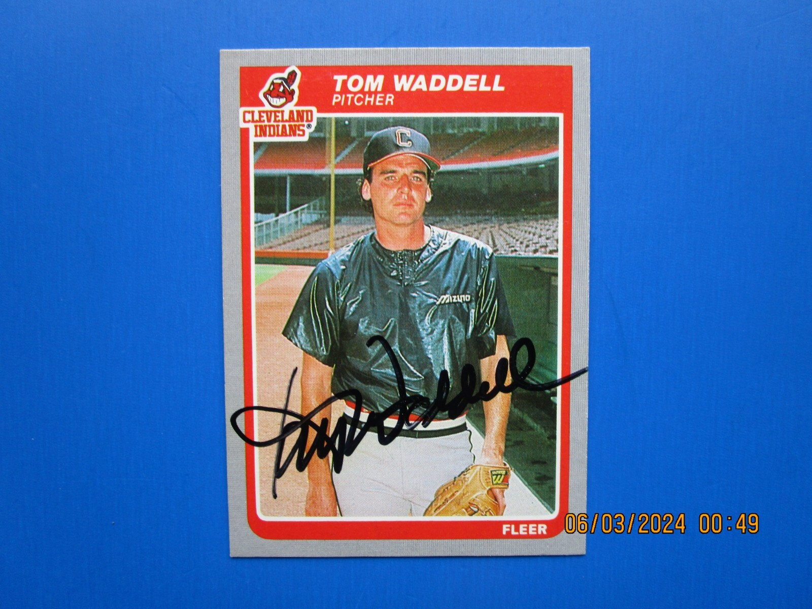 FREE SHIPPING- 1985 FLEER TOM WADDELL (d. 2019) AUTOGRAPHED ROOKIE CARD ...