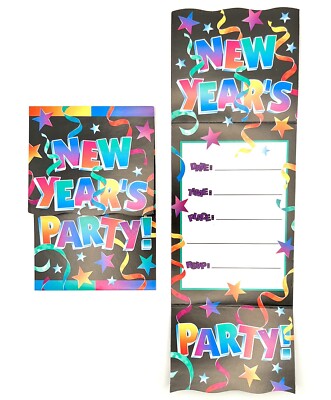 New Year's Pizazz Eve Streamers Holiday Cocktail Party Invitations w ...