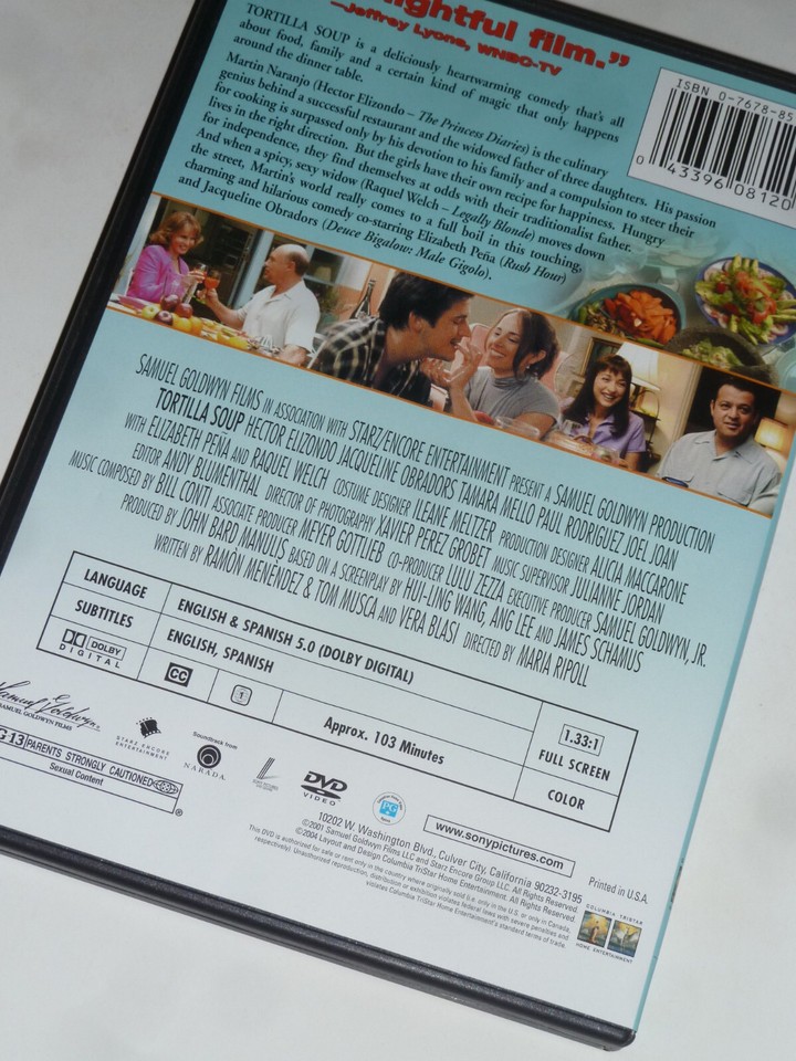 Tortilla Soup DVD 2001 comedy movie Mexican food Hector Elizondo Raquel ...
