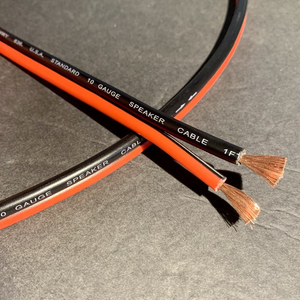 10 Feet 10 Gauge AWG Professional Car Audio Subwoofer Speaker Wire ...