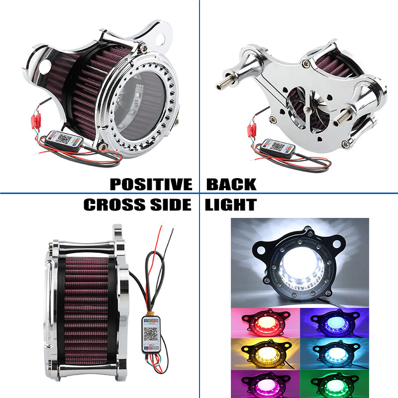 LED Air Cleaner Intake Filter Kit Mini For Harley Softail Dyna Touring ...