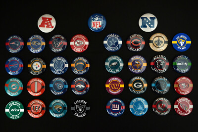 NFL Football Team Buttons All 32 Teams - 1" Pinback Buttons | eBay