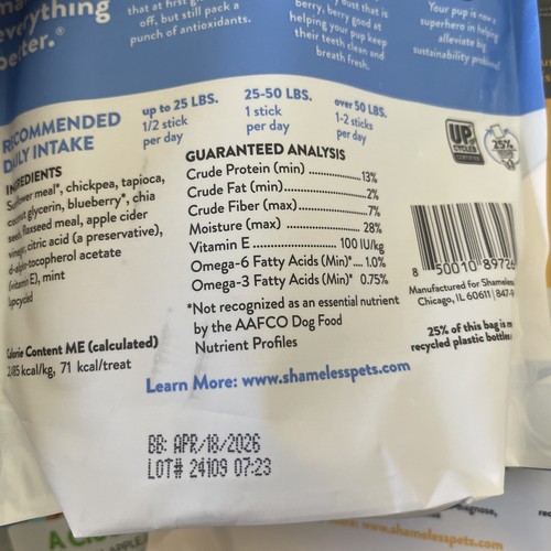 Dog Treats Shameless Pet Dental Sticks New CA SHIP FAST BEST $ - 4 ...