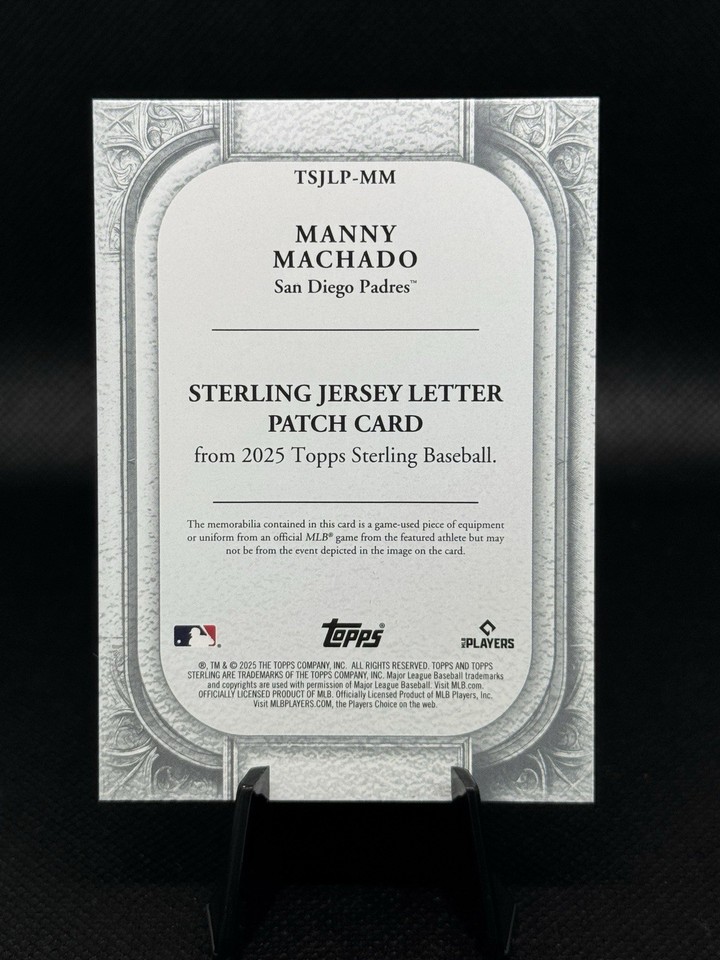 2025 Topps Sterling Manny Machado Jersey Letter Patch 1/1 | eBay