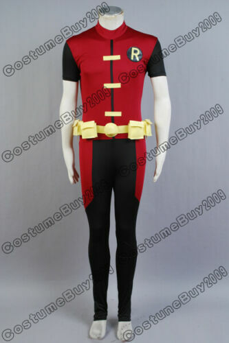 Adult Young Justice Robin Costume Uniform Black Cloak Jumpsuit Cosplay ...