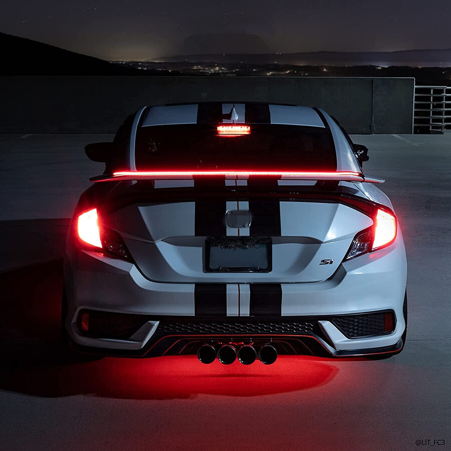 Carbon Fiber Look LED Car Tail Brake Light Strip Rear Trunk Spoiler ...