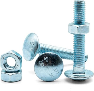 M8 CARRIAGE BOLTS WITH NUTS & WASHERS CUP SQUARE COACH SCREWS ZINC ...