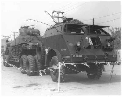 1944-1945 M25 Tank Transporter with Sherman Tank Press Photo 0051 ...