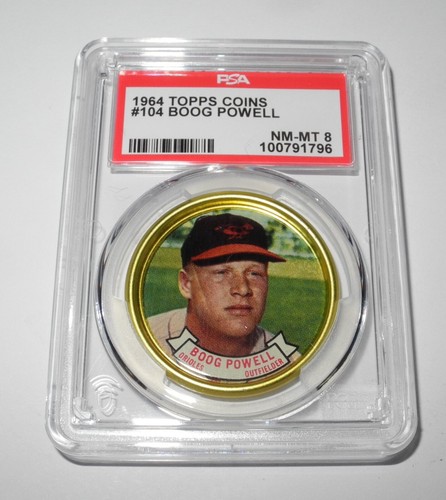 1964 Topps Baseball Coin Pin #104 Boog Powell Baltimore Orioles PSA 8 ...