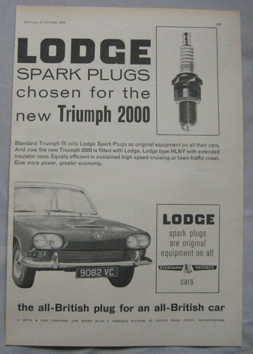 1963 Lodge spark plugs Original advert | eBay