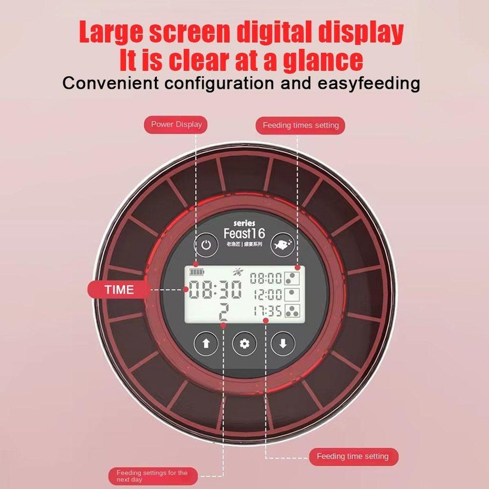 Petbank Automatic Fish Feeder for Aquarium - Auto Food Dispenser with ...