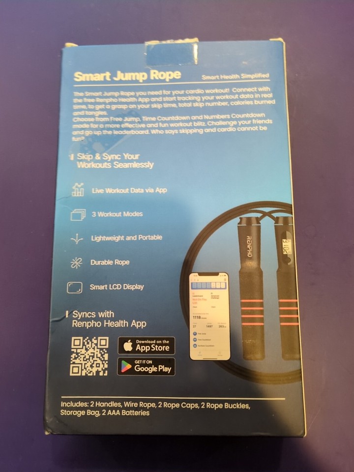 RENPHO Smart Jump Rope, Fitness Skipping Rope. OPEN BOX FREE SHIPPING ...