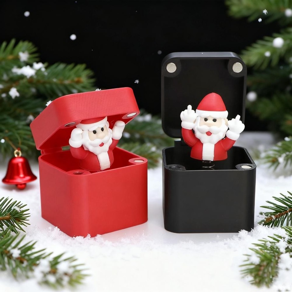 Santa Claus Middle Finger in a Box Christmas Gift Surprise Gift Box ...