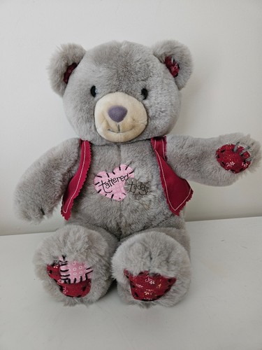 VTG 1988 Grey "Tattered" Teddy Bear Plush Stuffie Toy DAKIN Patchwork ...