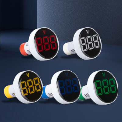 49MM Round LED Digital Voltmeter Small Indicator Signal Lamp AC60-500V ...